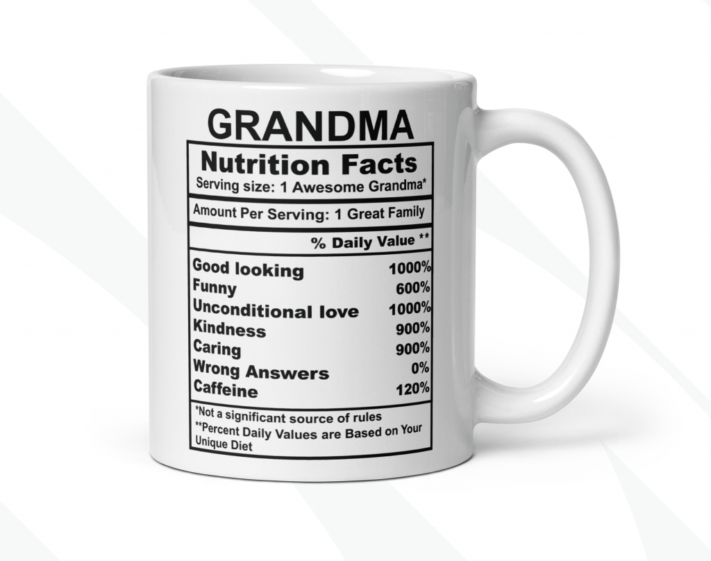 Grandma Nutrition Facts Mug, Personalized Mug, Ceramic Mug